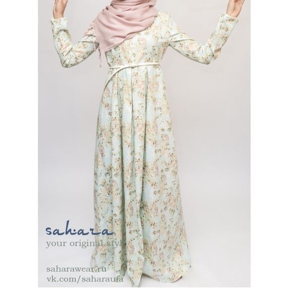 Sahara | Dresses | Sahara Modest Floral Print Denim Maxi Dress | Poshmark